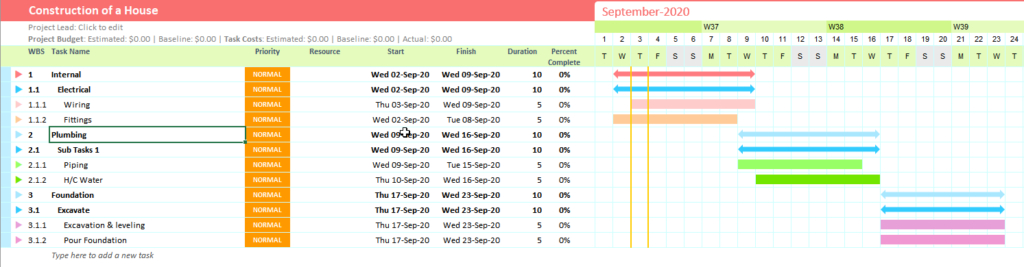 WBS Creator for Gantt Excel - InfinityExcel.com